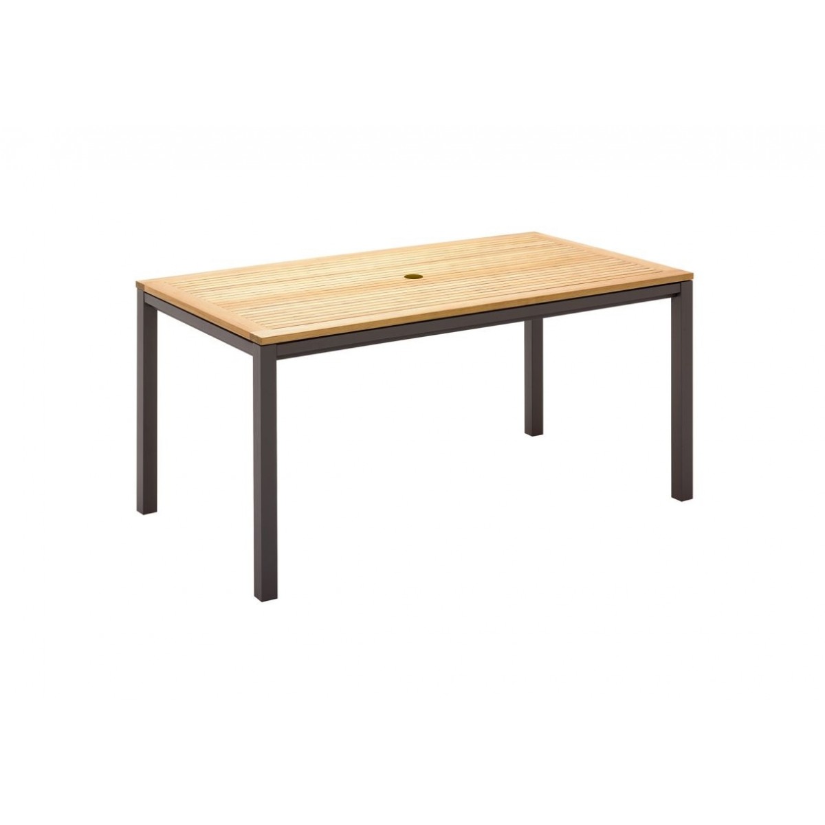 Gloster - Azore 63" x 34" Dining Table - Teak Top w/ Parasol Hole - Slate
