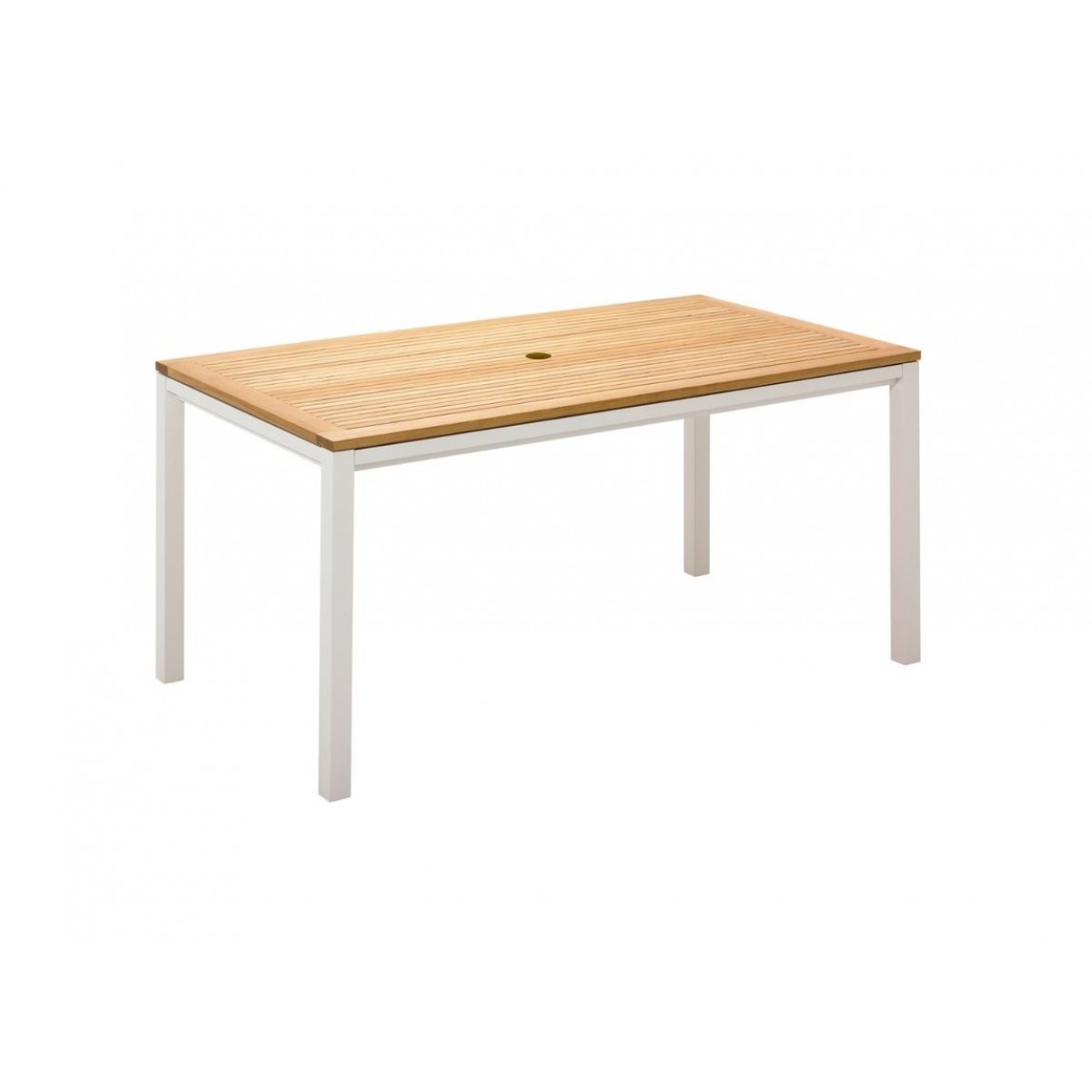 Gloster - Azore/Riva 63" x 34" Dining Table - Teak Top w/ Parasol Hole ...