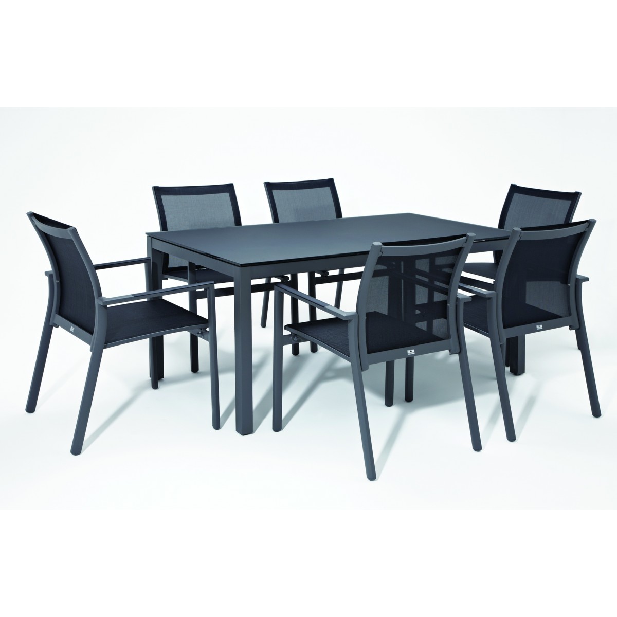 Gloster - Azore/Riva 63" x 34" Dining Table - Black Aluminum Top w ...