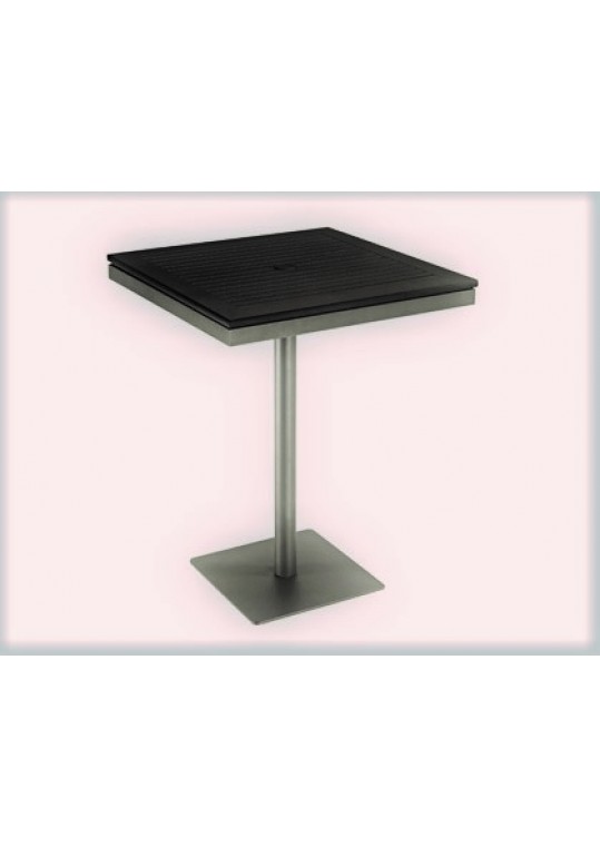 Gloster - Azore 34" Square Pedestal Bar Table - Black Aluminum Top w ...